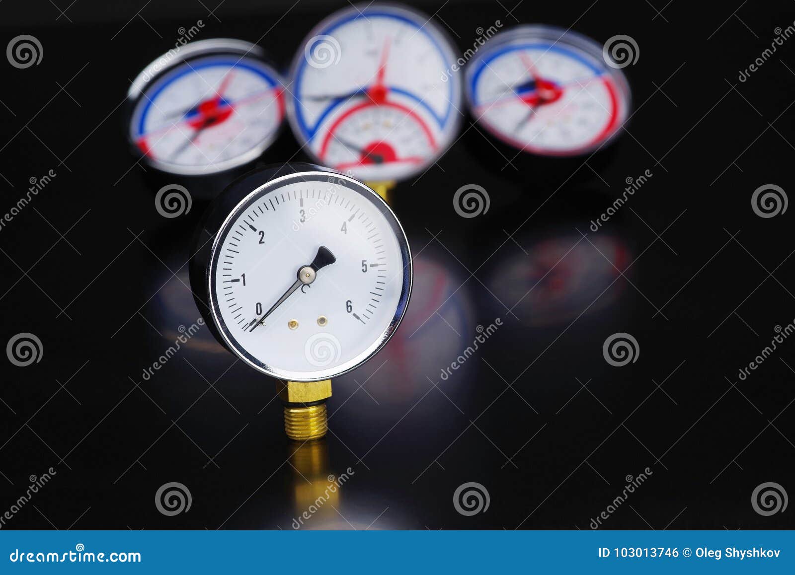 Manometer in Focus. a Pressure Gauge on the Background of Other ...