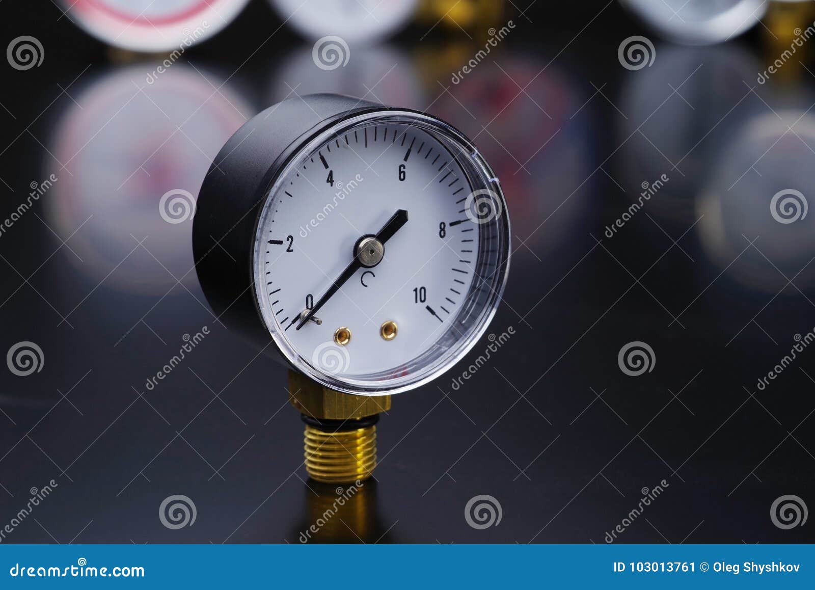 Manometer in Focus. a Pressure Gauge on the Background of Other ...
