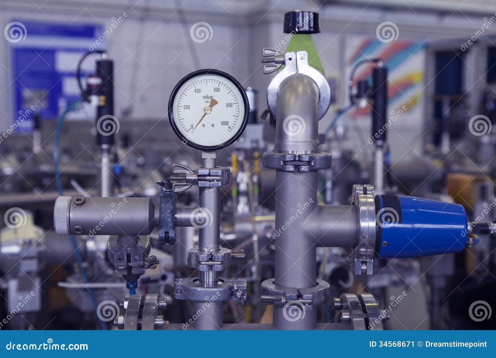 Manometer in Nuclear Laboratory, Industrial Blue Toned Stock Image ...