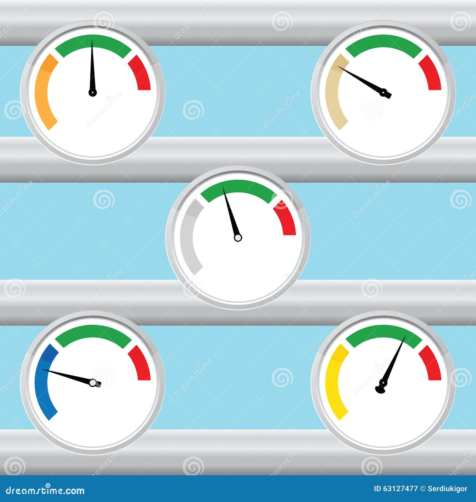 Manometer Set - Red, Green, Blue. Vector. Stock Vector - Illustration of meter, manometer: 63127477