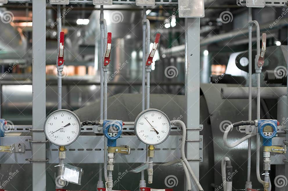 Manometers in the boiler stock image. Image of heating - 57657015