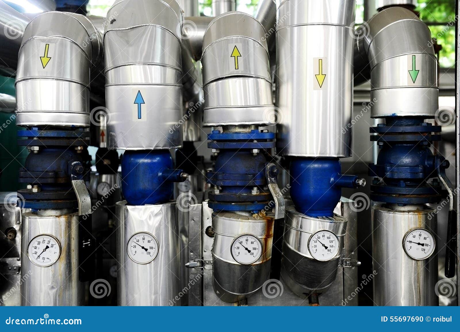 Manometers and Heating Pipelines Stock Photo - Image of pipeline, heat ...