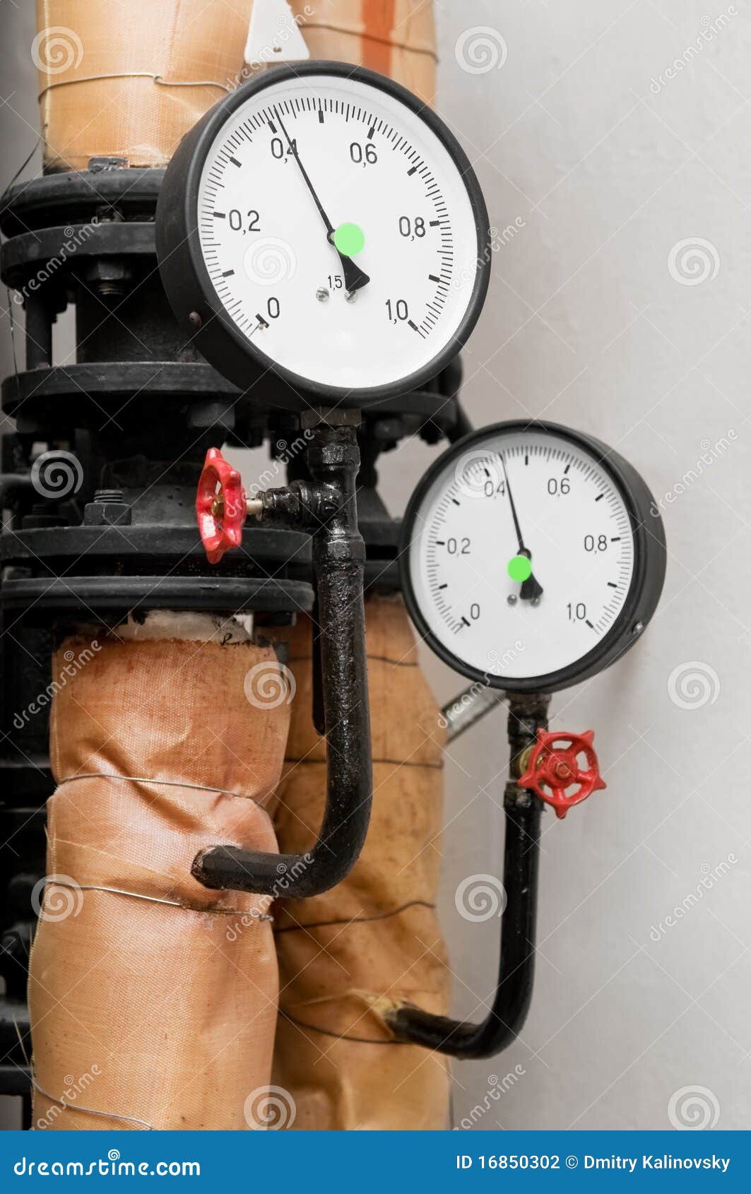 Manometers in Heating System Stock Photo - Image of equipment, pipes ...