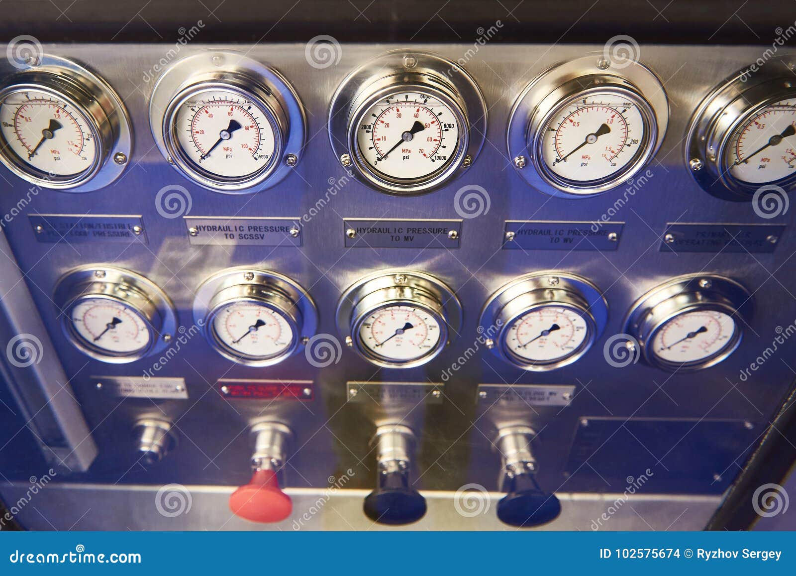 Manometers in Liquid for Measuring Pressure in Hydraulic System Stock ...