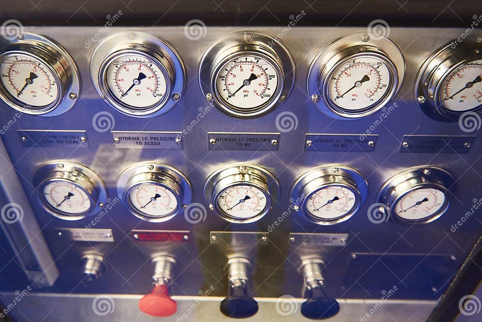 Manometers in Liquid for Measuring Pressure in Hydraulic System Stock ...