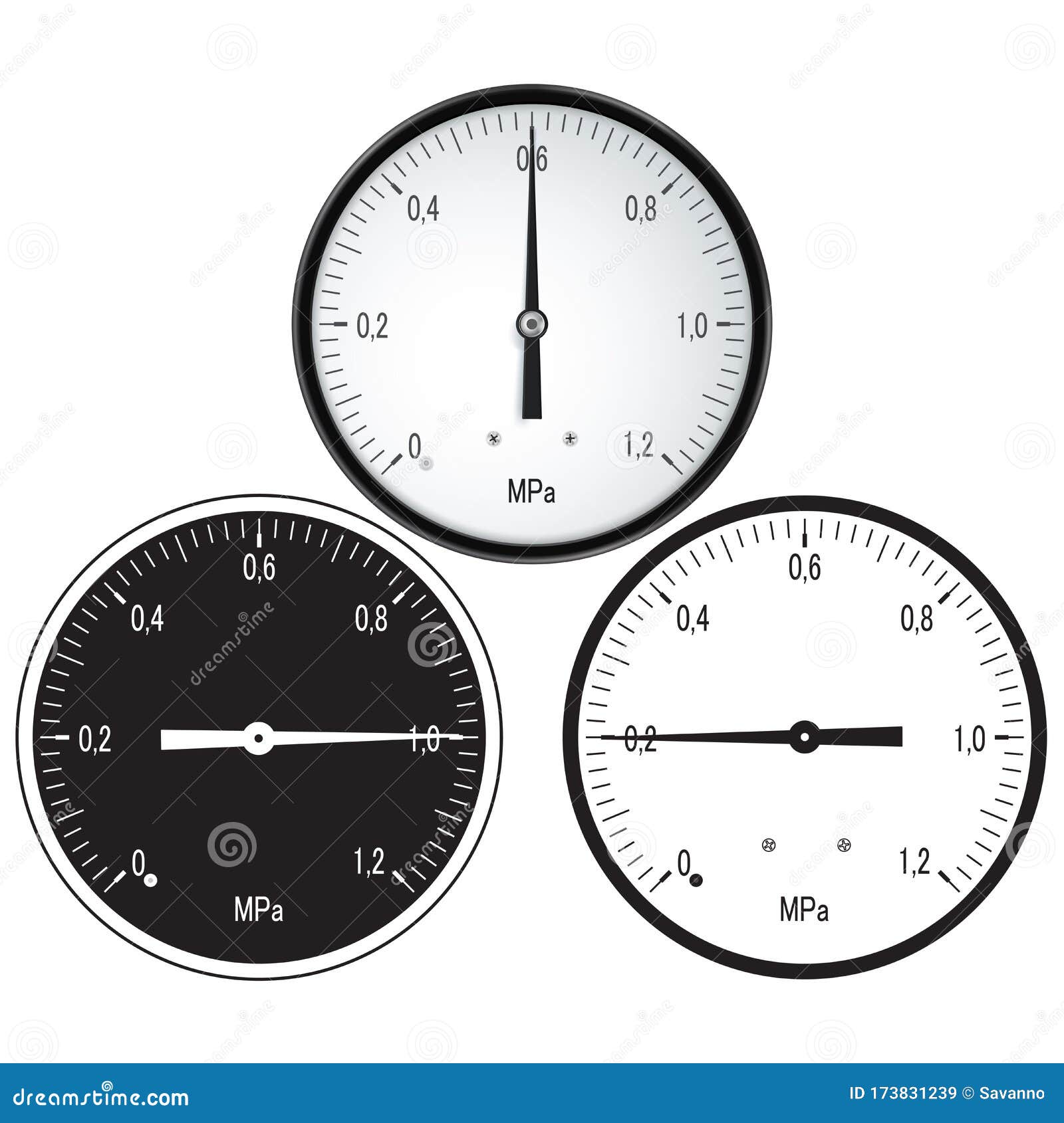 Manometers set stock vector. Illustration of mechanical - 173831239