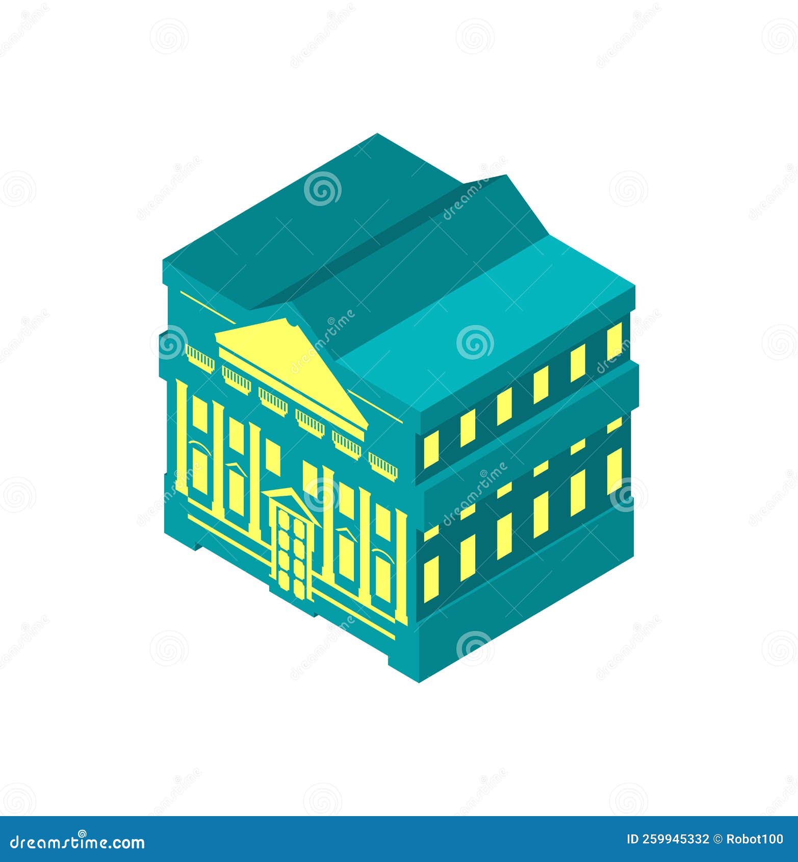 Manor Building Isometric Style Sign. Vector Illustration Stock Vector ...
