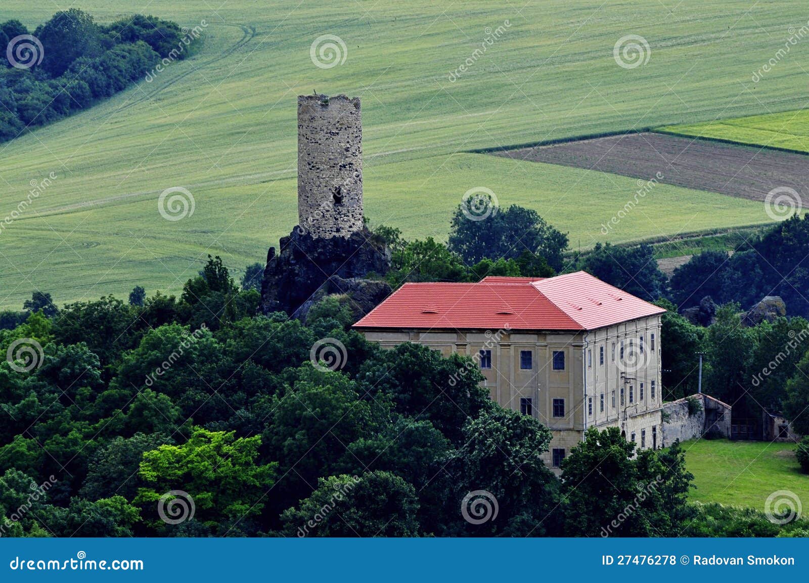 Manor House and Castle Tower. Stock Photo - Image of travel, skalka ...