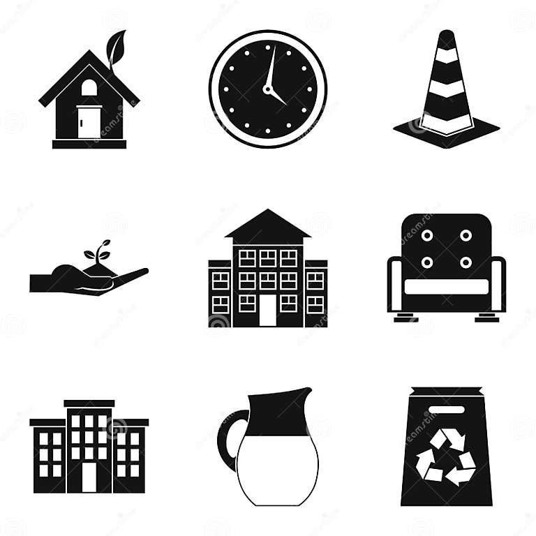 Manor Icons Set, Simple Style Stock Vector - Illustration of house ...