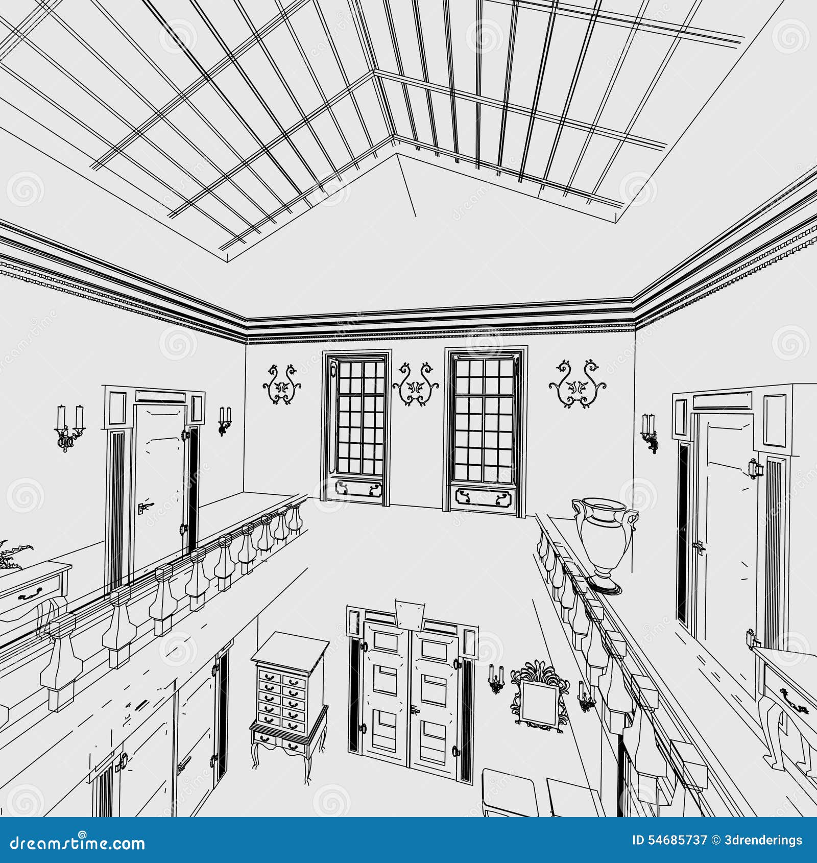 Manor interior stock illustration. Illustration of hand - 54685737