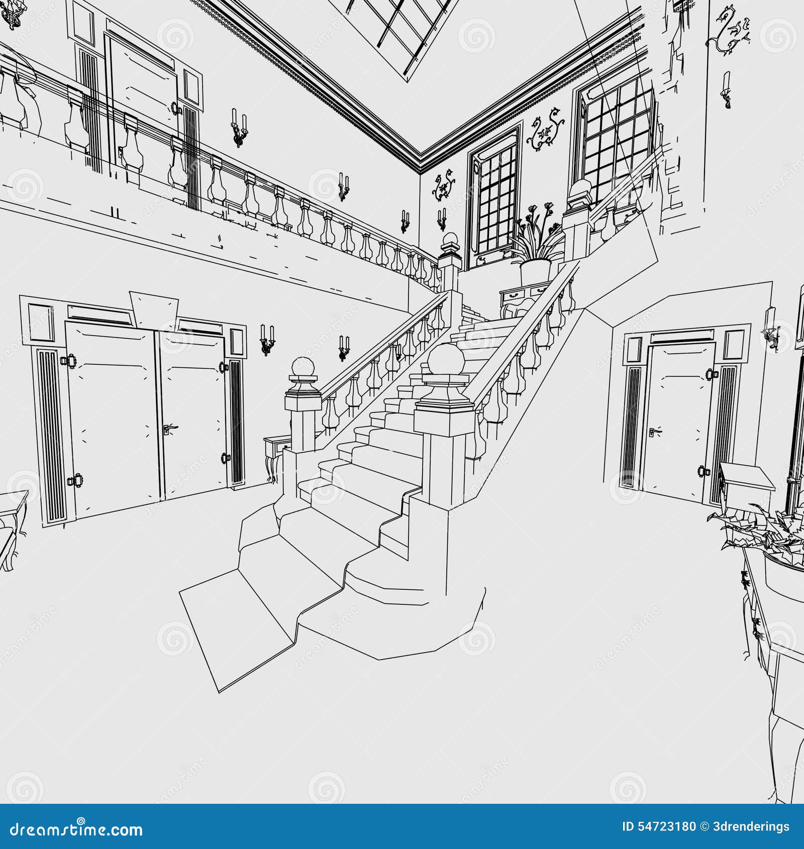 Manor interior stock illustration. Illustration of luxury - 54723180