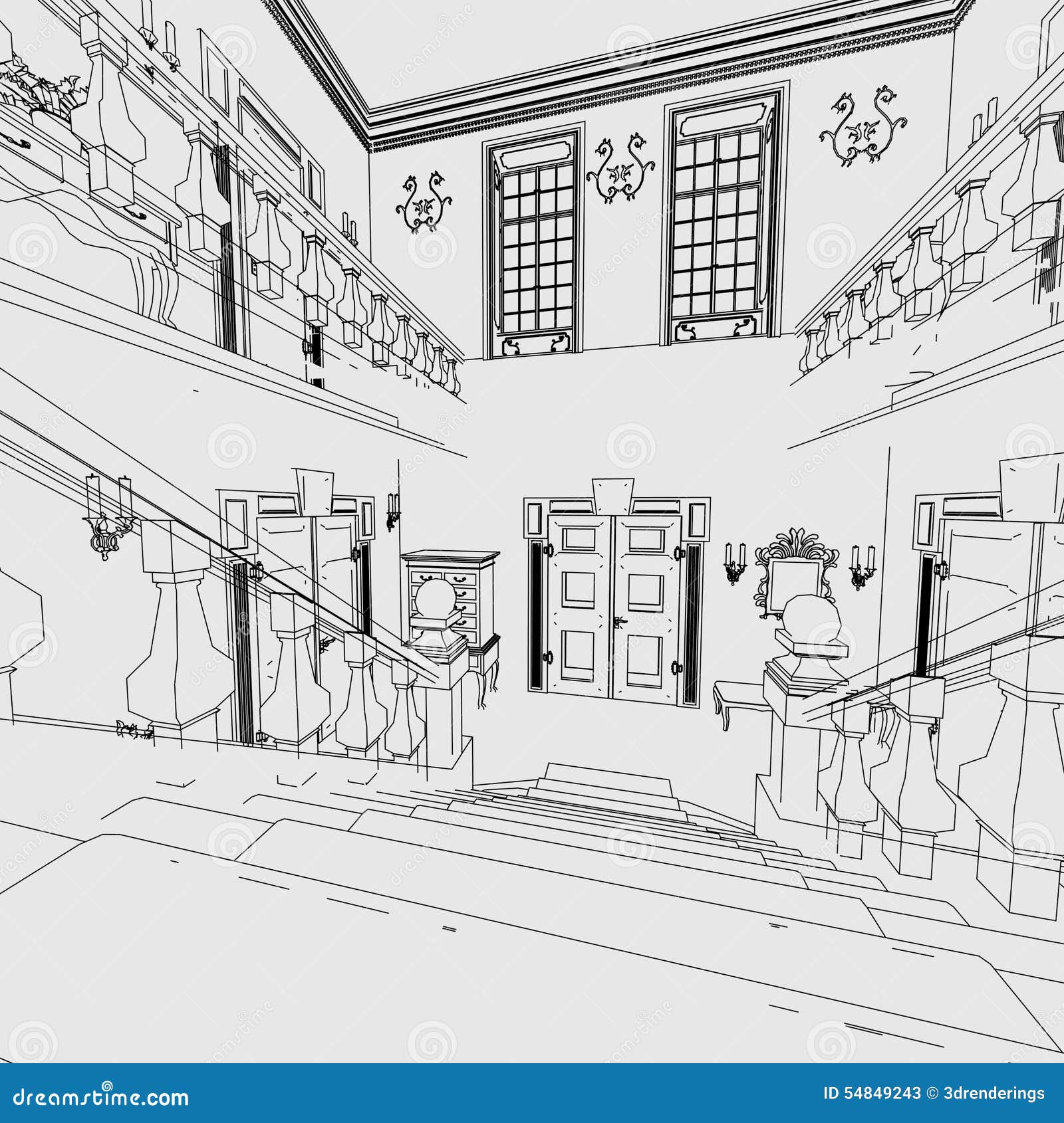 Manor interior stock illustration. Illustration of draw - 54849243