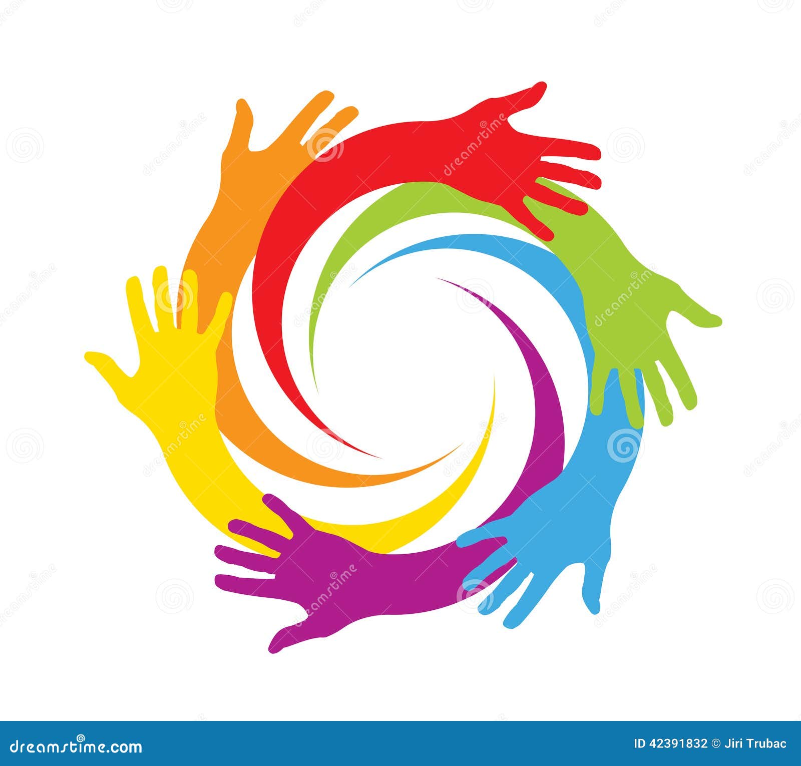 Manos Coloreadas En Un Círculo Ilustración del Vector - Imagen: 42391832