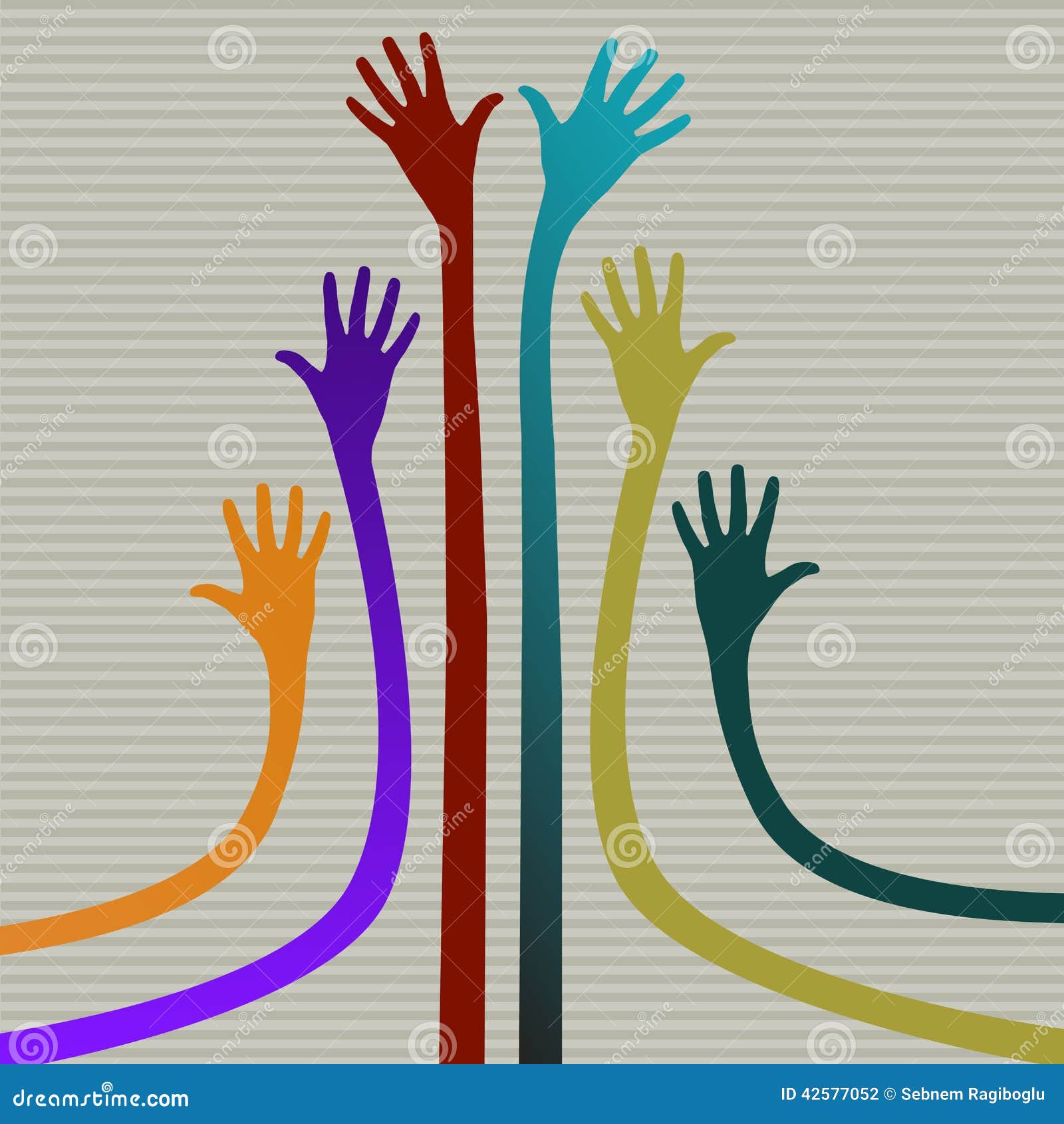 Manos coloridas ilustración del vector. Ilustración de muchedumbre ...