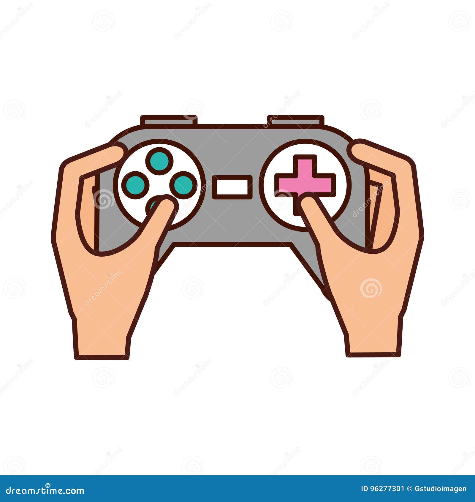Manos Con El Icono Del Control Del Videojuego Stock de ilustración ...