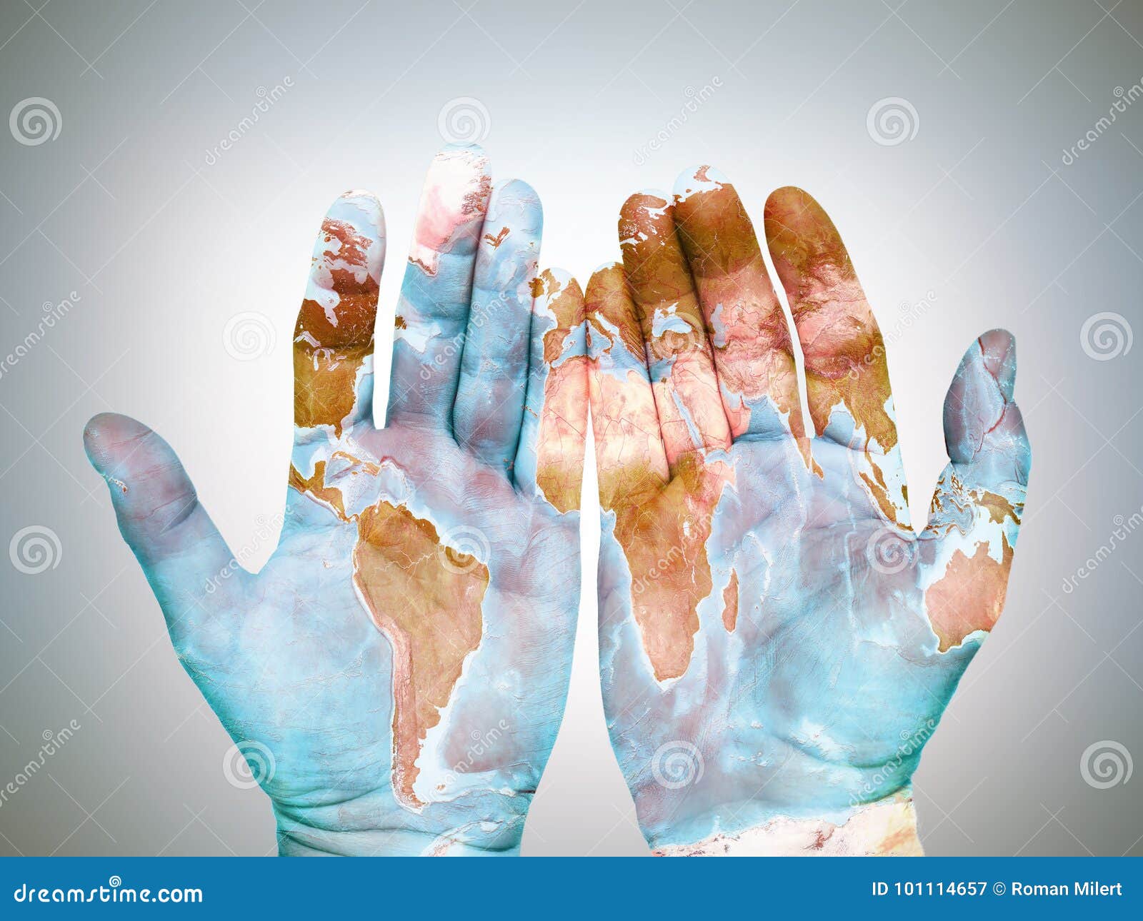 Manos Con El Mapa Del Mundo Imagen de archivo - Imagen de norte, mundo ...