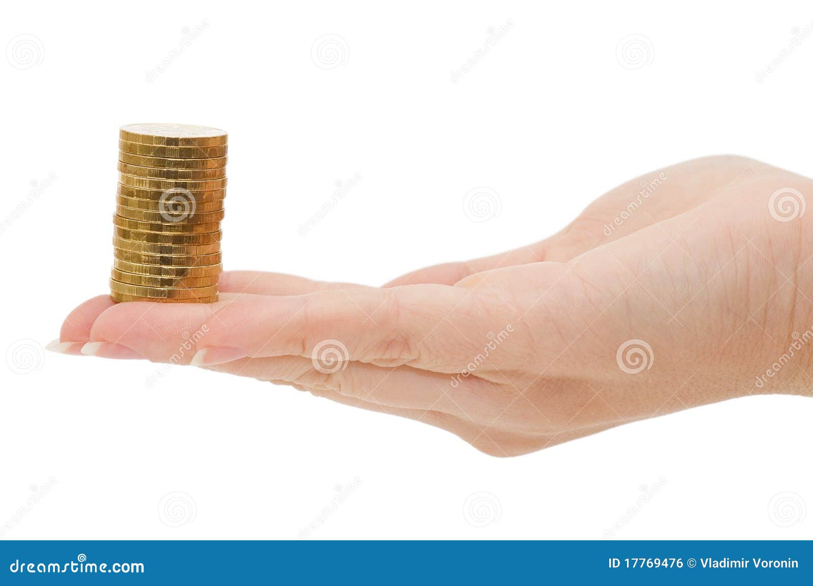 Manos Con Las Monedas Aisladas En Blanco Foto de archivo - Imagen de ...