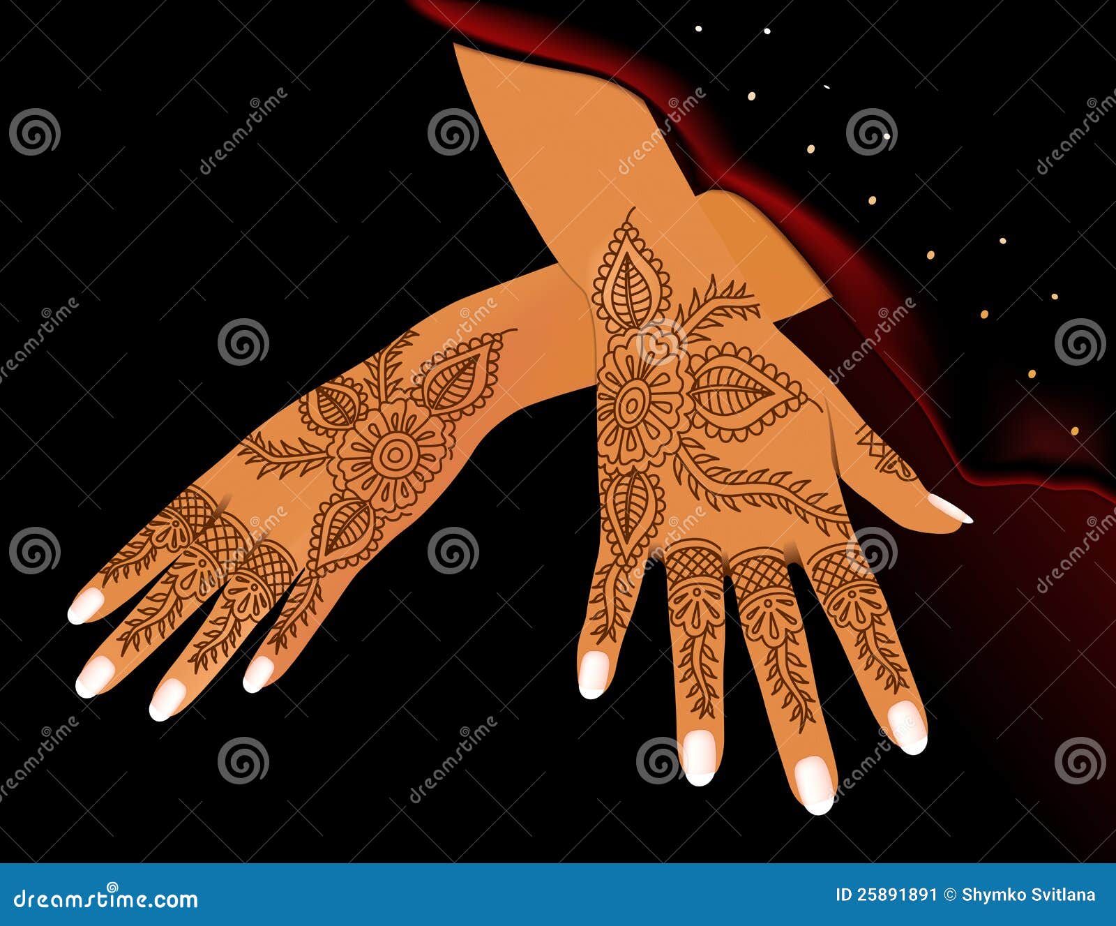 Manos de la mujer india ilustración del vector. Ilustración de estilo ...