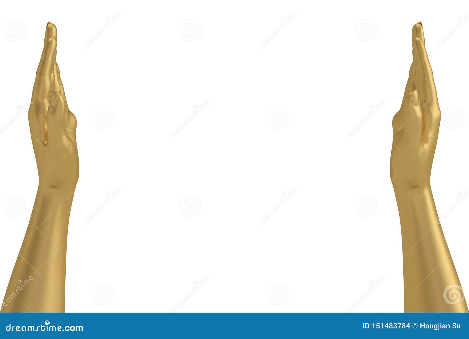 Manos De Oro En Un Fondo Blanco, Ejemplo 3D Stock de ilustración ...