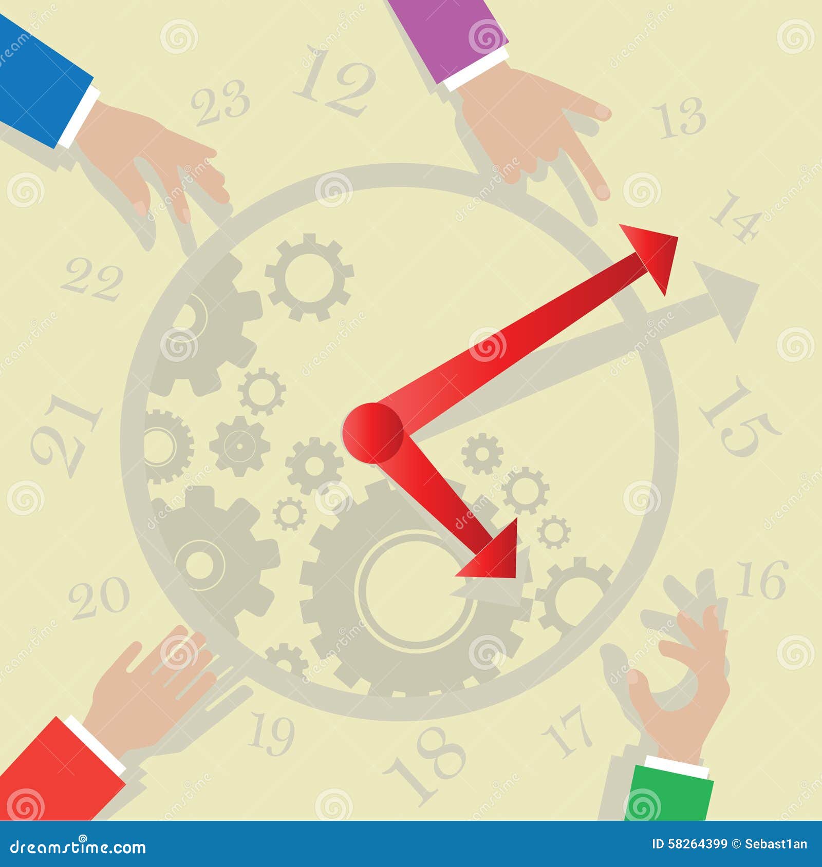 Manos de reloj ilustración del vector. Ilustración de dedo - 58264399