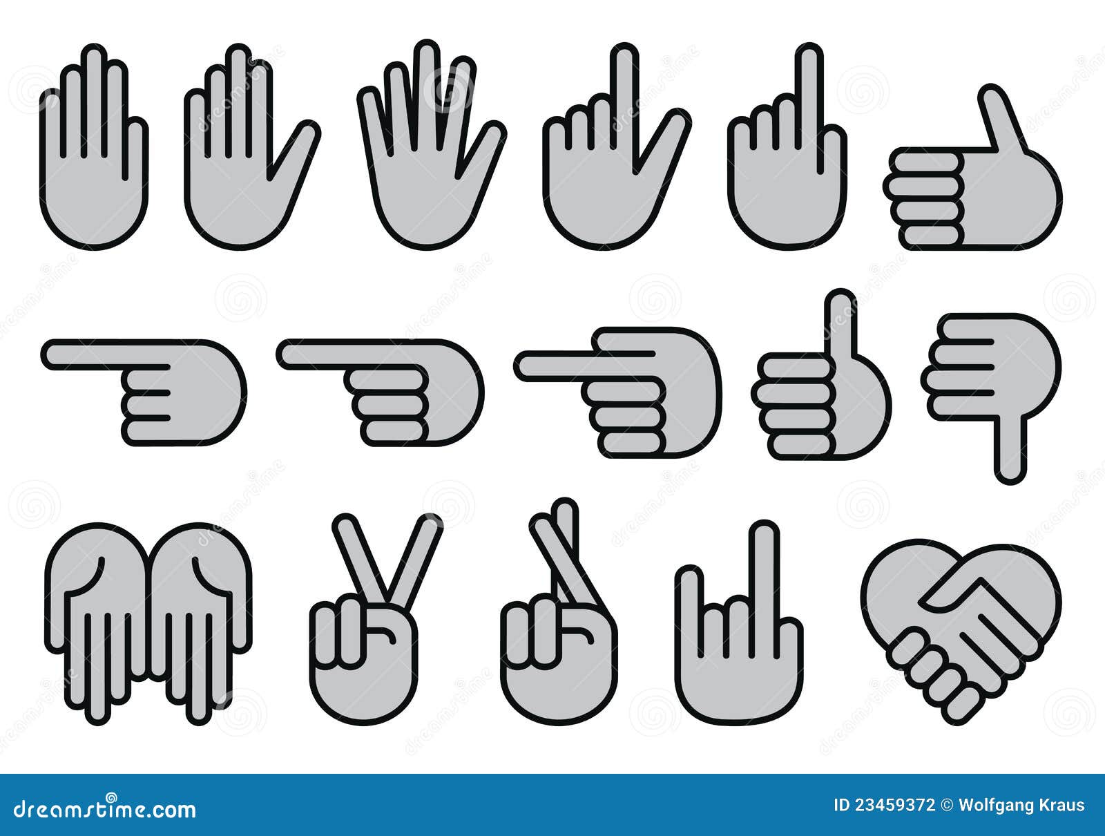 Manos Del Vector, Conjunto Del Icono Ilustración del Vector ...