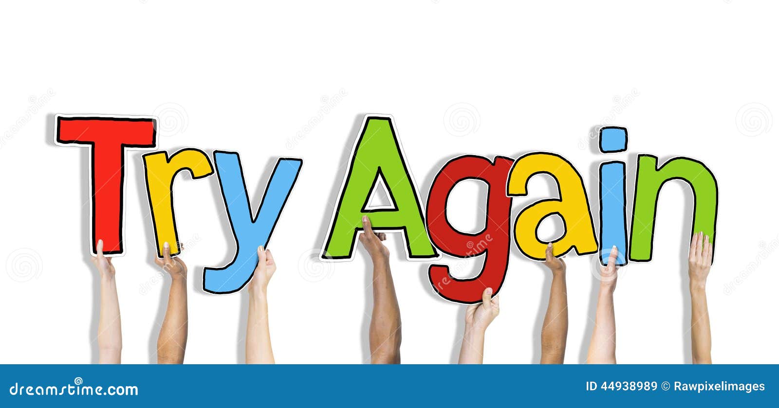 Manos Diversas Que Celebran Intento Otra Vez Stock de ilustración ...