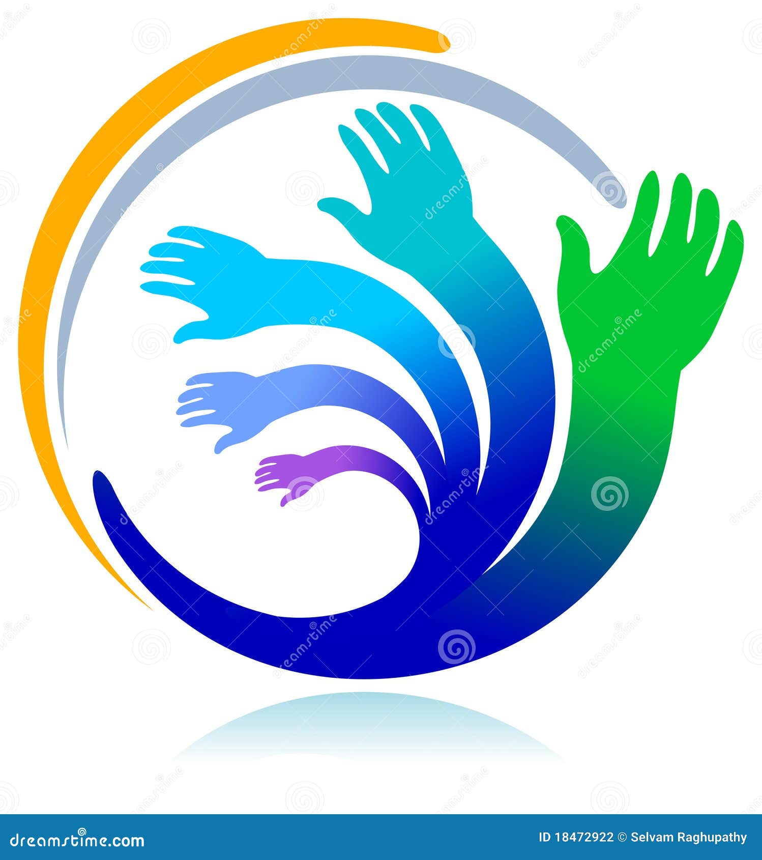 Manos en círculo ilustración del vector. Ilustración de silueta - 18472922