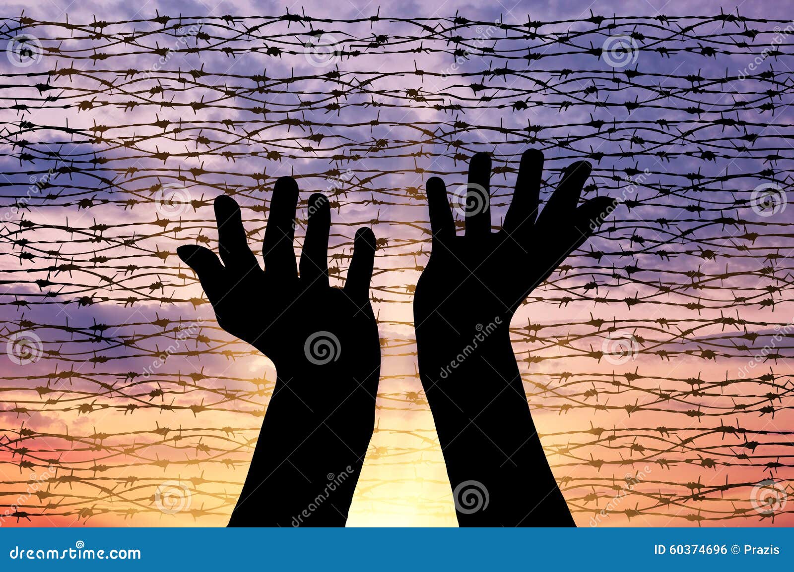 Manos Extendidas De La Silueta Al Cielo Foto de archivo - Imagen de ...