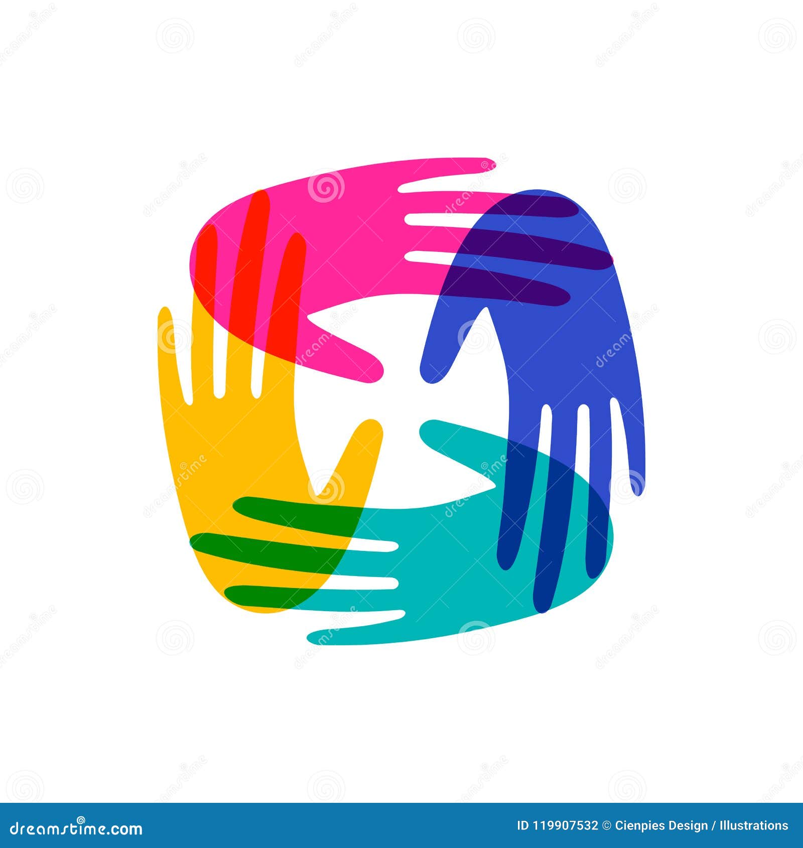 Manos Humanas Junto Para La Ayuda De La Comunidad Ilustración del ...