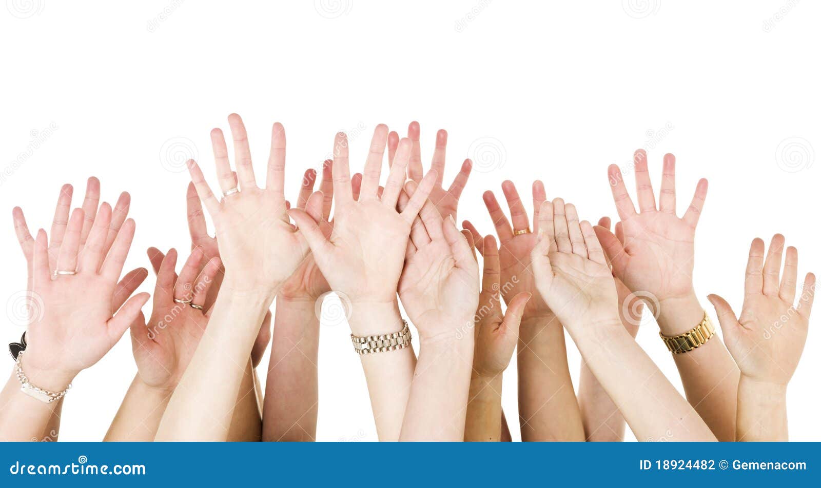Manos humanas levantadas foto de archivo. Imagen de muestra - 18924482