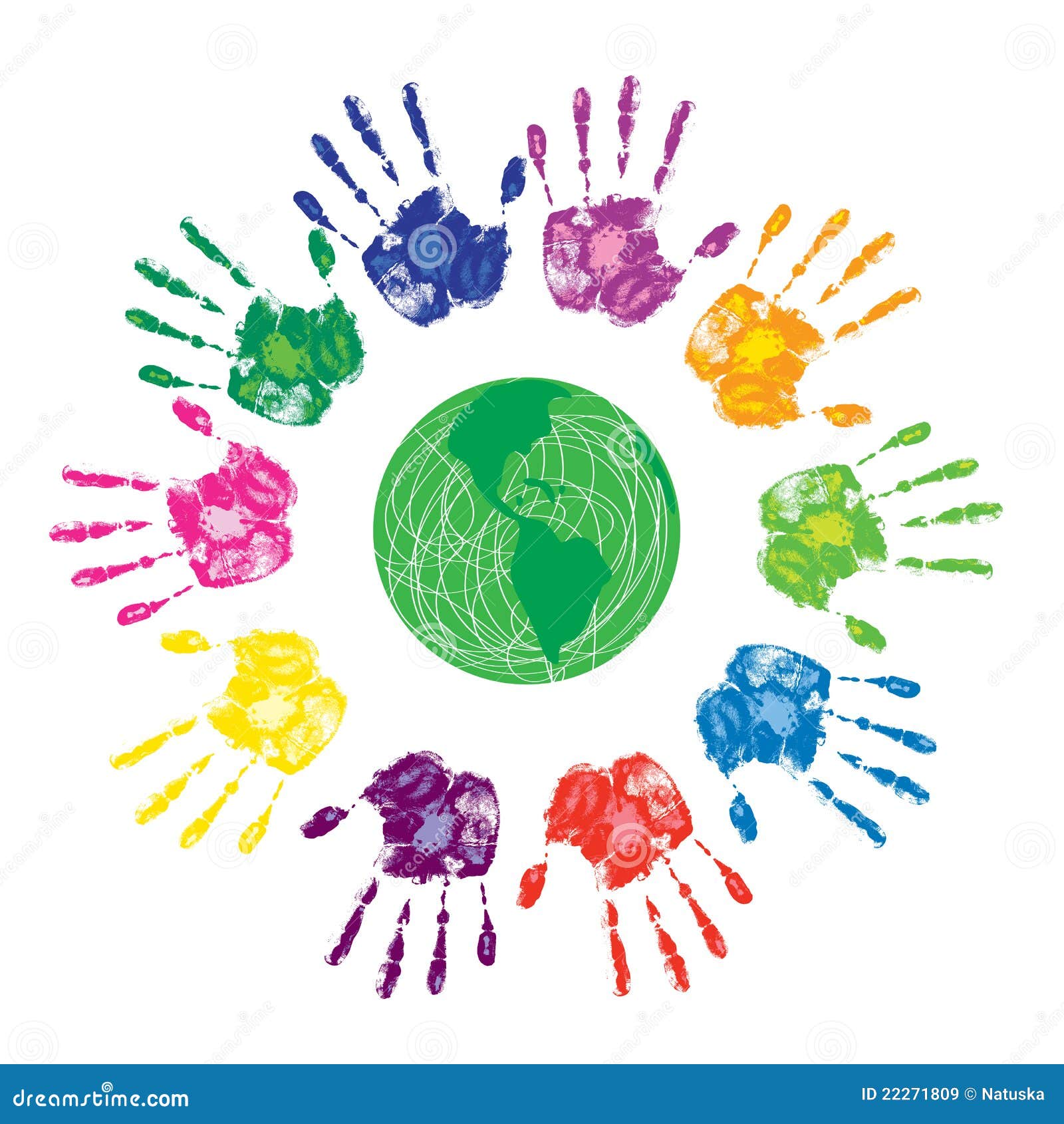 Manos Humanas Y Mundo Verde Stock de ilustración - Ilustración de color ...