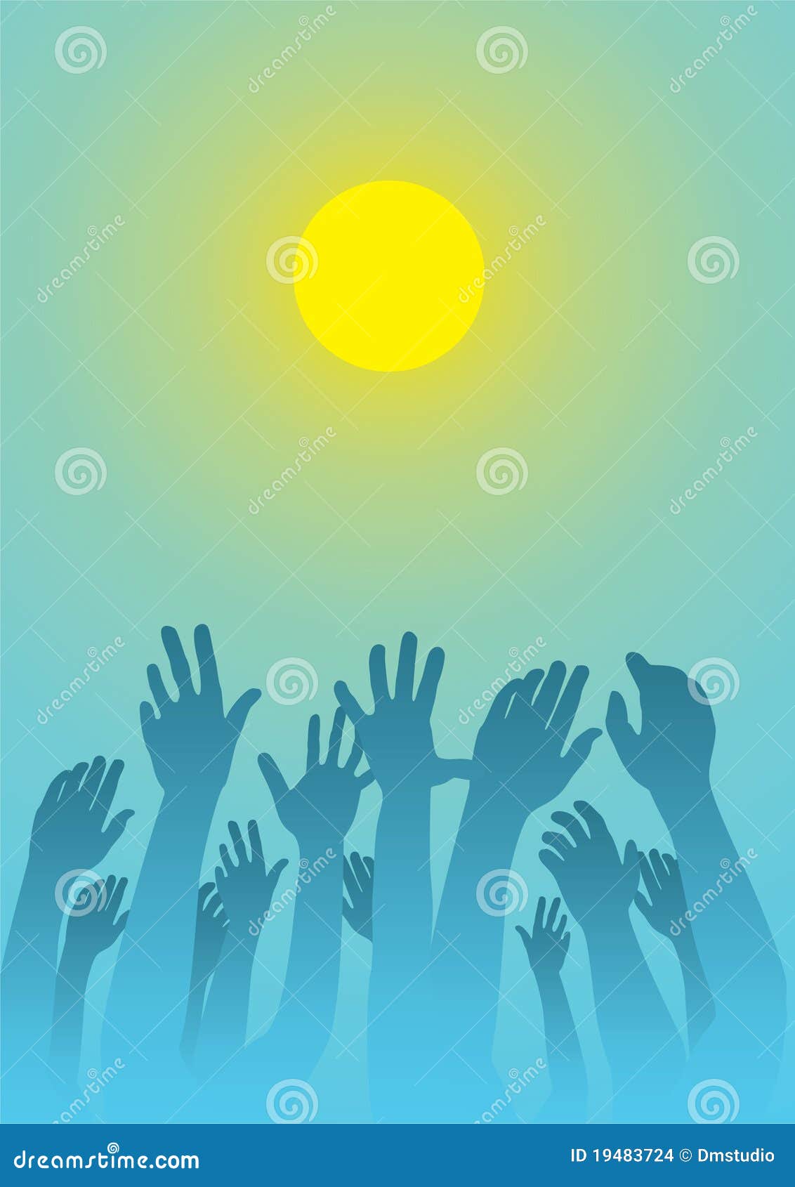 Manos levantadas ilustración del vector. Ilustración de espacio - 19483724