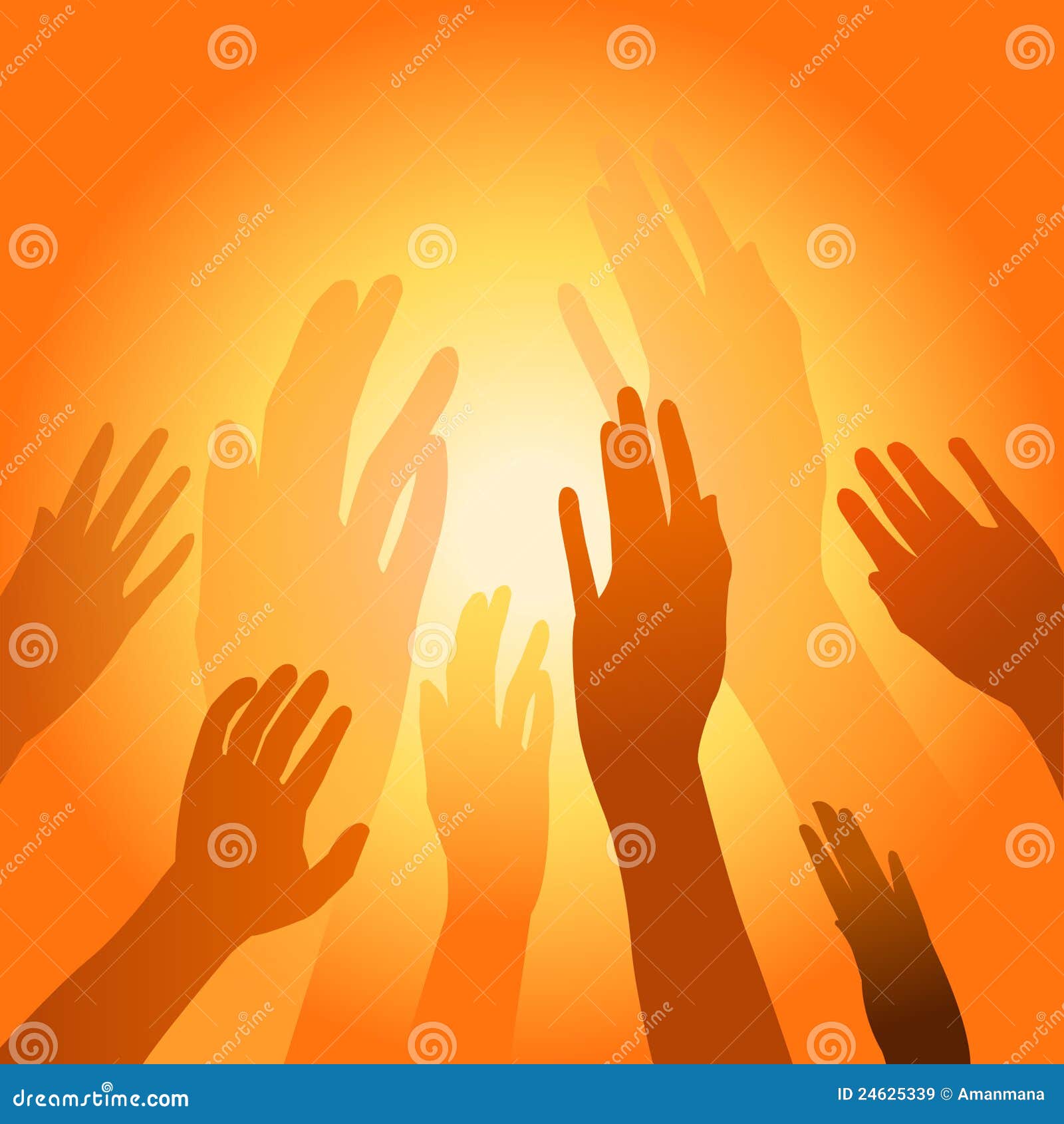 Manos levantadas ilustración del vector. Ilustración de negro - 24625339