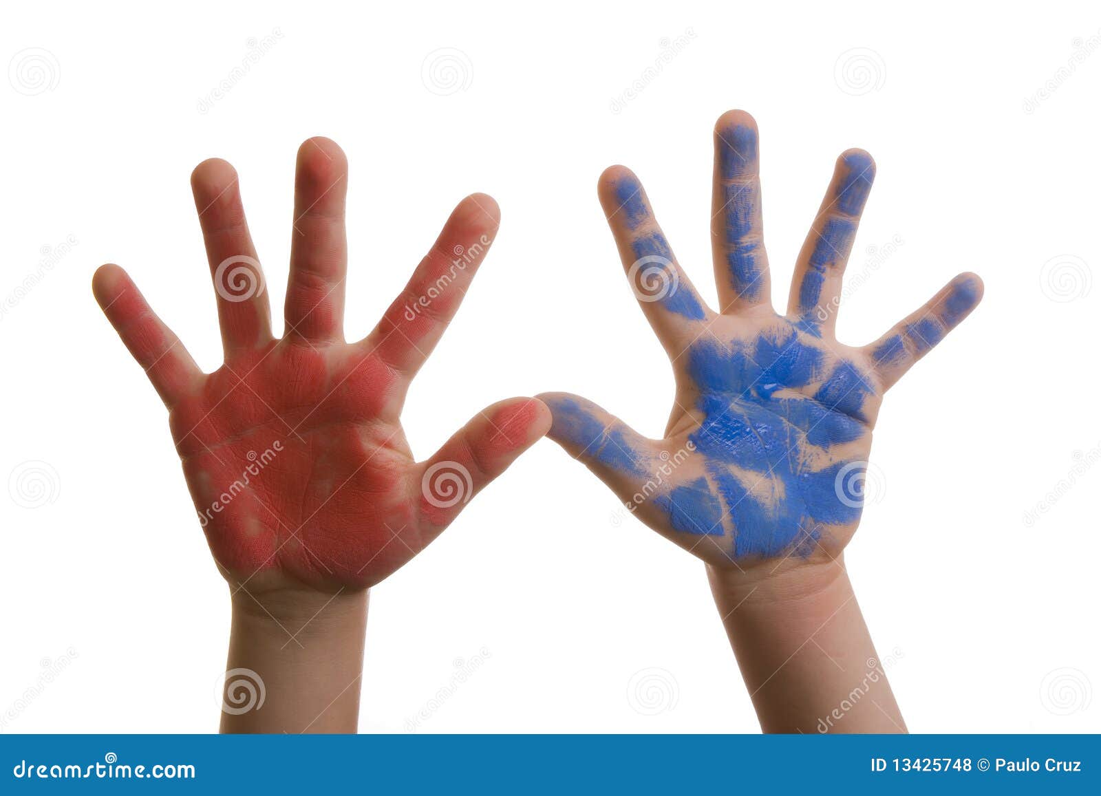 Manos pintadas foto de archivo. Imagen de feliz, dedos - 13425748