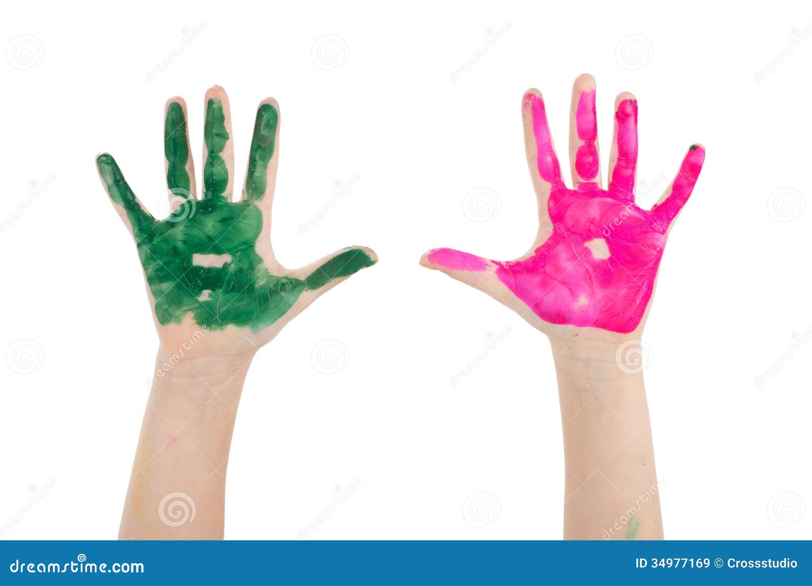 Manos pintadas del niño. imagen de archivo. Imagen de humano - 34977169