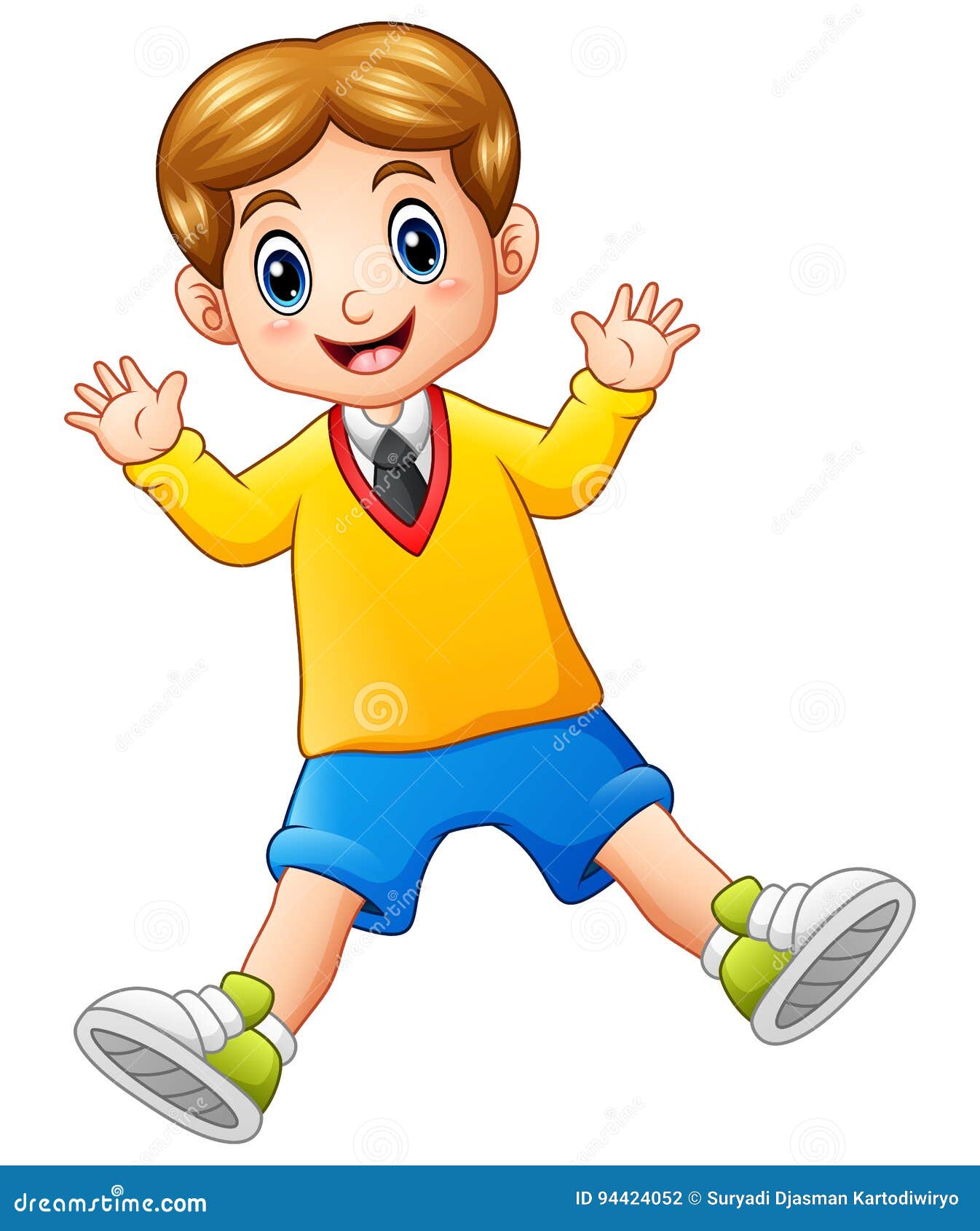 Manos Que Agitan De Un Colegial Lindo Ilustración del Vector ...