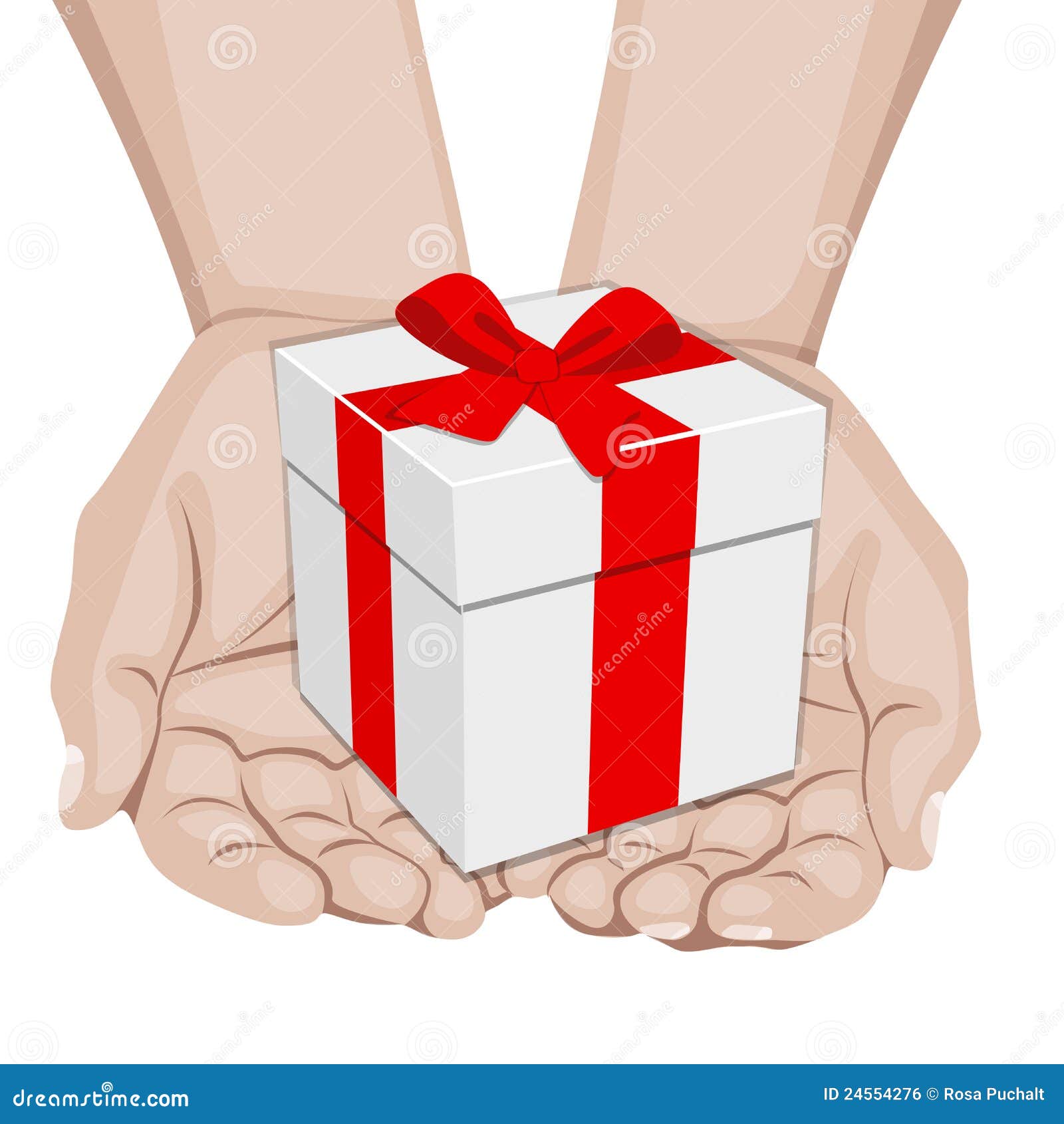 Manos Que Ofrecen Un Regalo Stock de ilustración - Ilustración de lazo ...