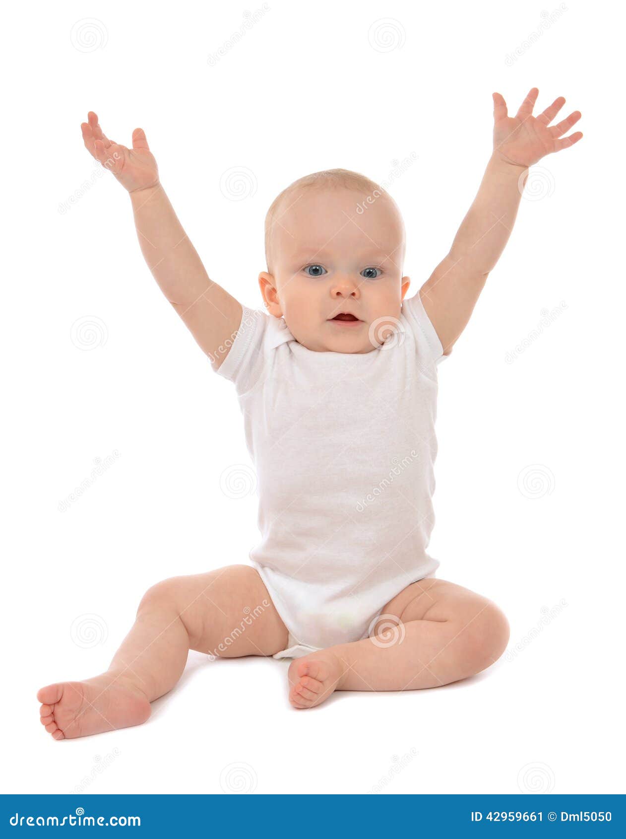 Manos Que Se Sientan Del Bebé Infantil Del Niño Para Arriba Imagen De