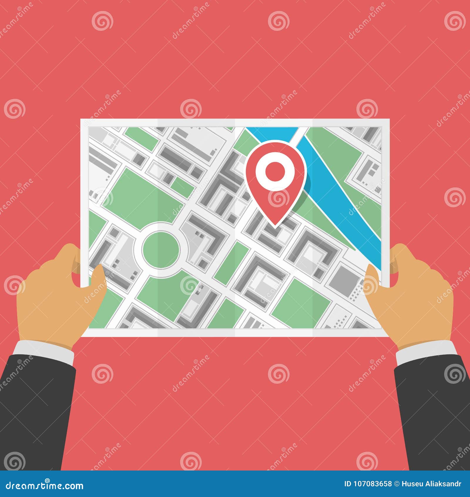 Manos Que Sostienen El Mapa De La Ciudad Ilustración del Vector ...