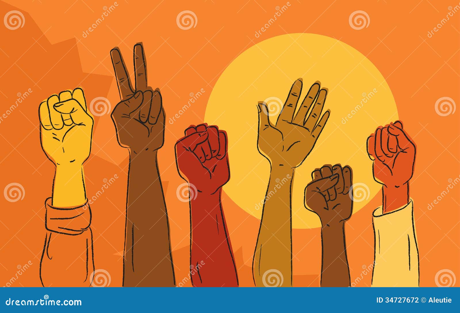 Manos Que Suben En Protesta Política Ilustración del Vector ...