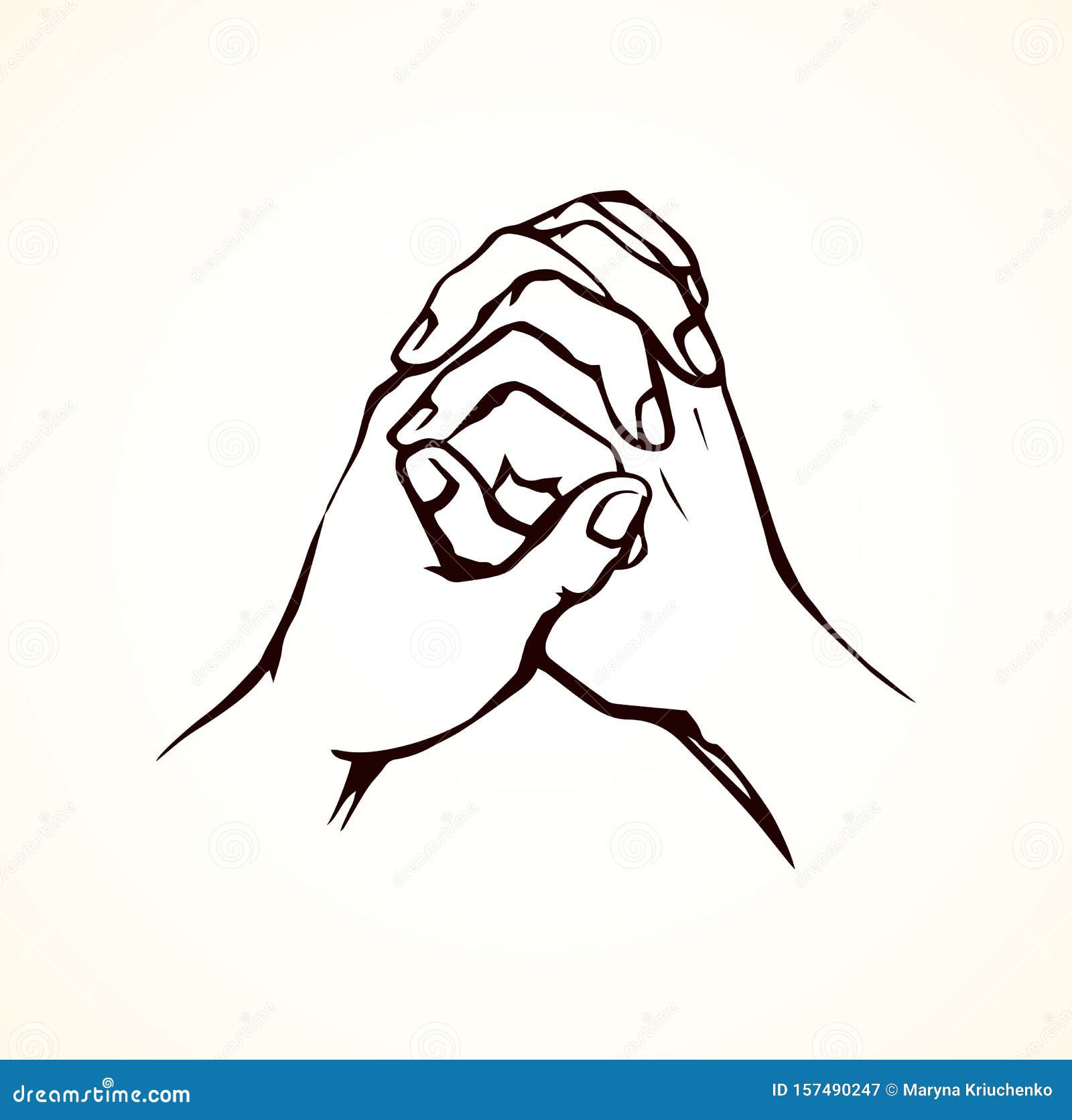 Manos Rezando. Dibujo De Vectores Ilustración del Vector - Ilustración ...