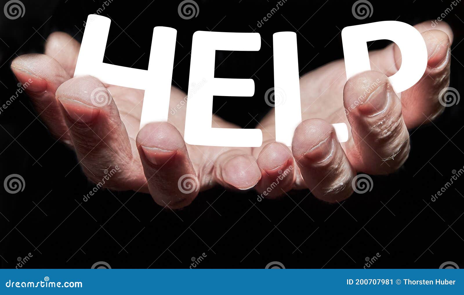 Manos Sosteniendo La Palabra Ayuda Imagen de archivo - Imagen de ...