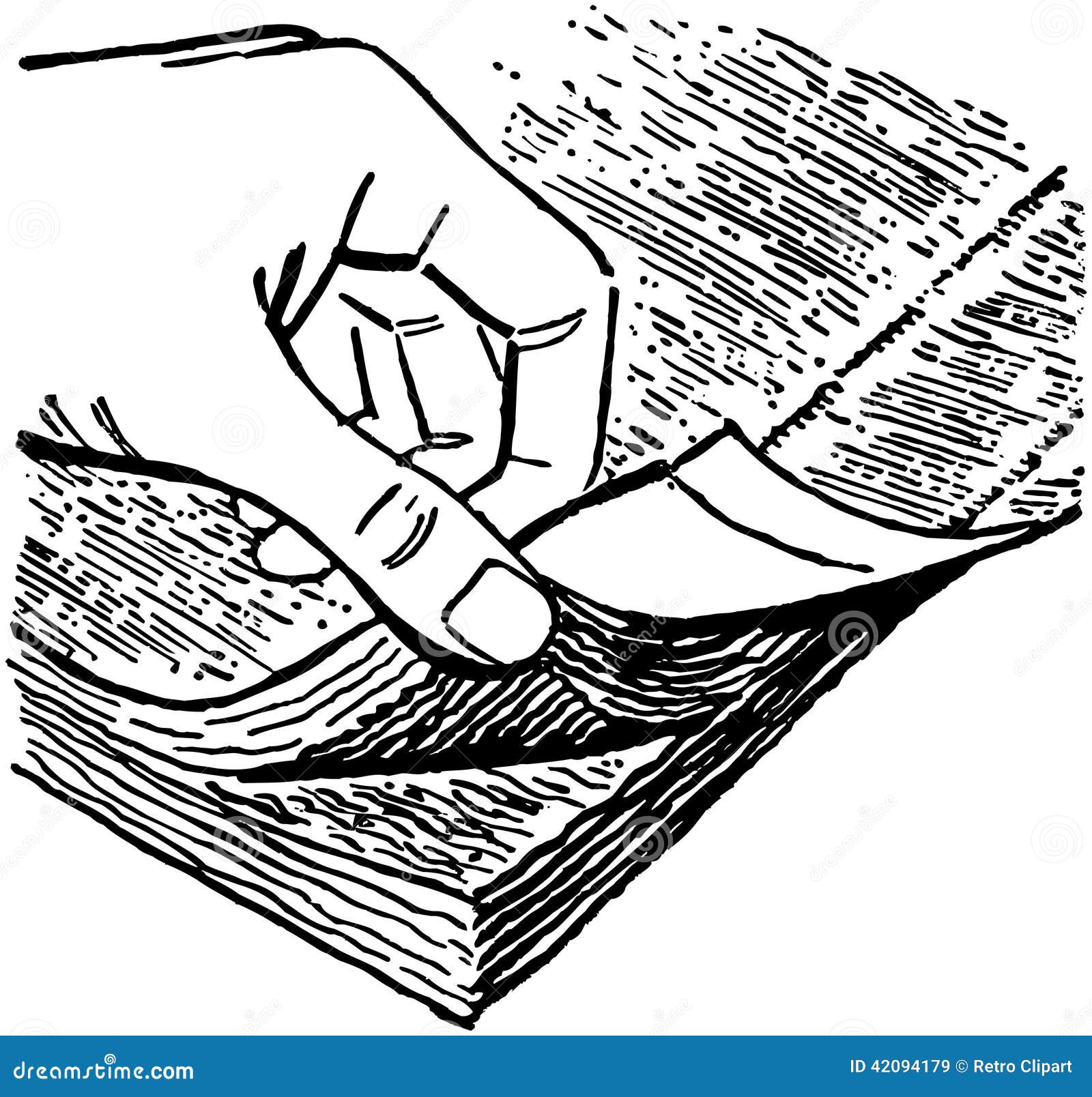 Manosear Las Páginas Con Los Dedos De Un Libro Ilustración del Vector ...