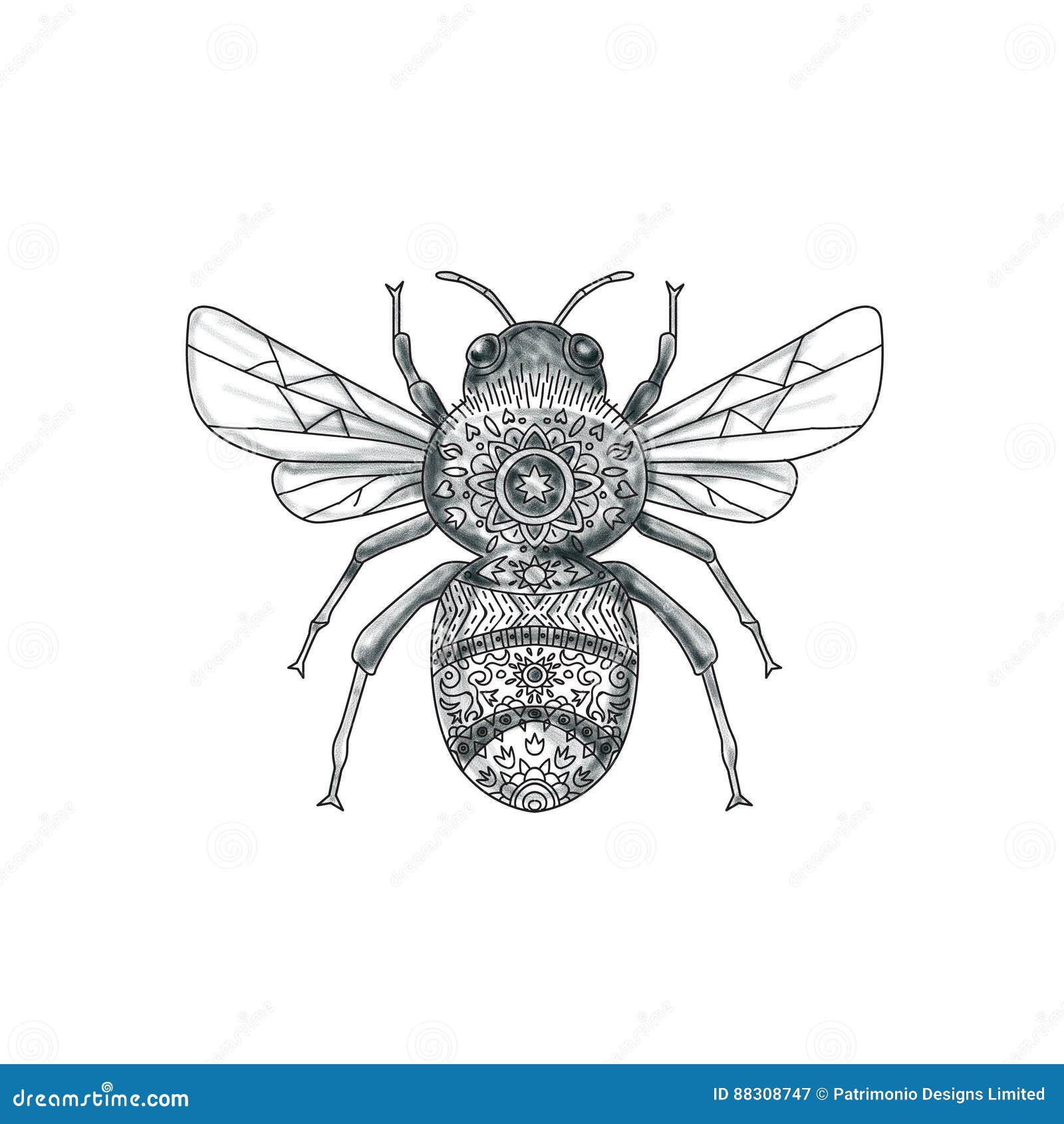 Manosee La Abeja Mandala Tattoo Stock de ilustración - Ilustración de ...