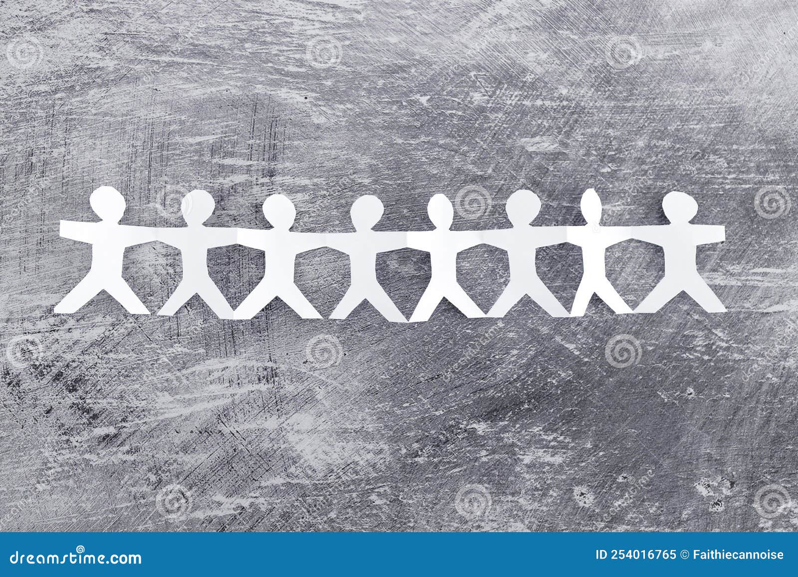Manpower and Teamwork, Paper People Chain with Text on Gray Background ...