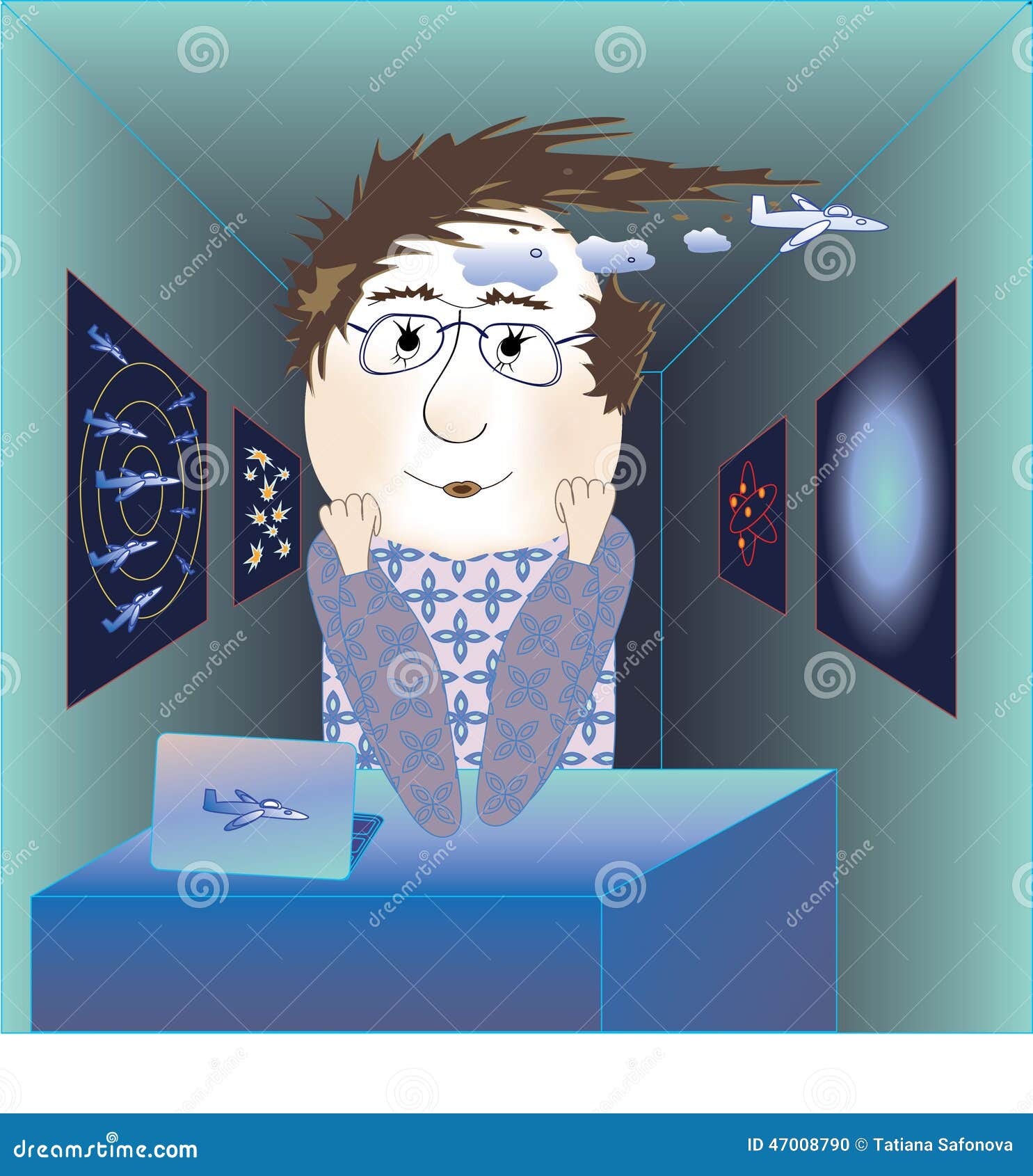 Mans dream. scientist stock vector. Illustration of imagery - 47008790