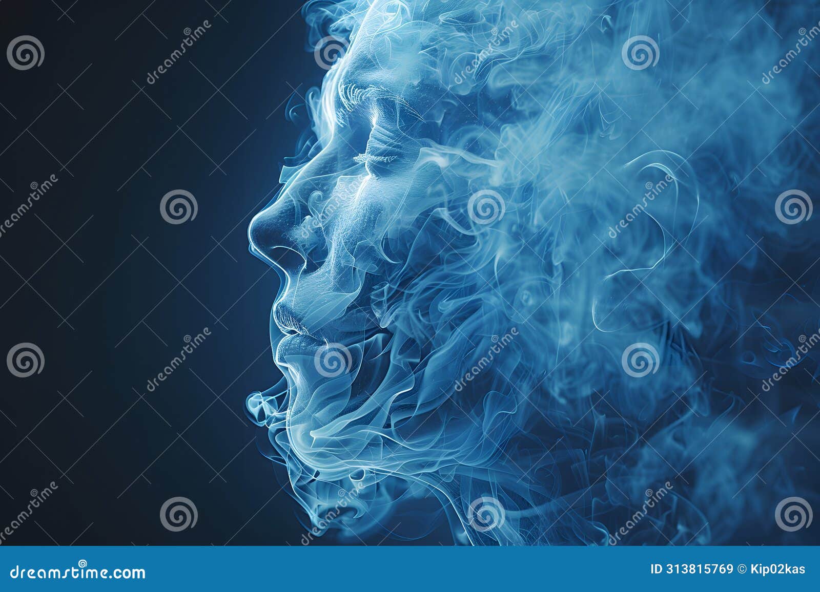 Mans Face Covered in Smoke Generative AI Stock Illustration ...