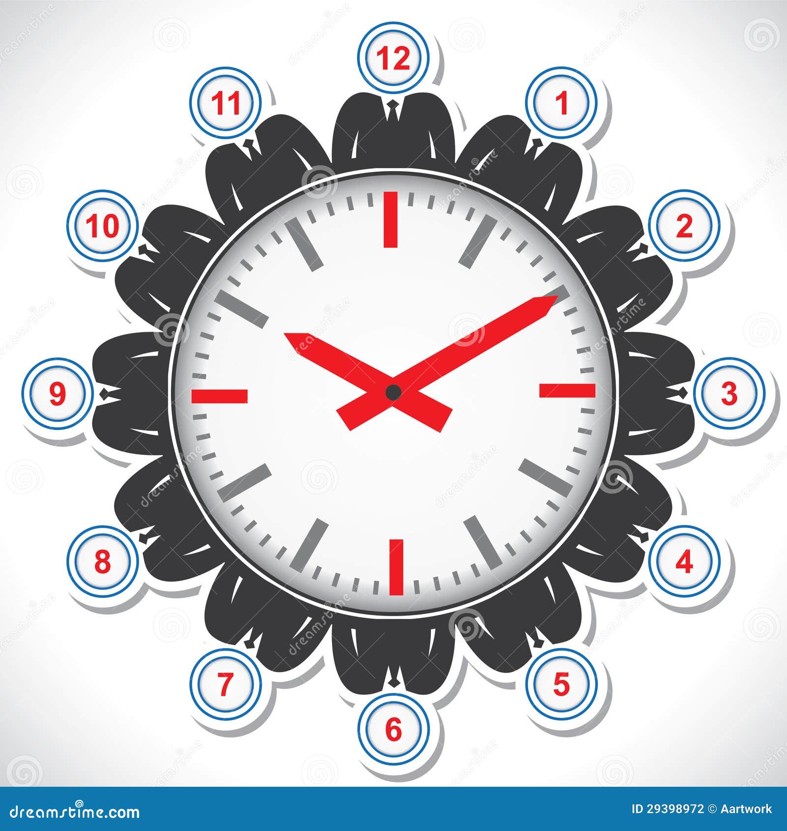Mans Face Showing Different Numbers Of A Clock Vector Illustration ...