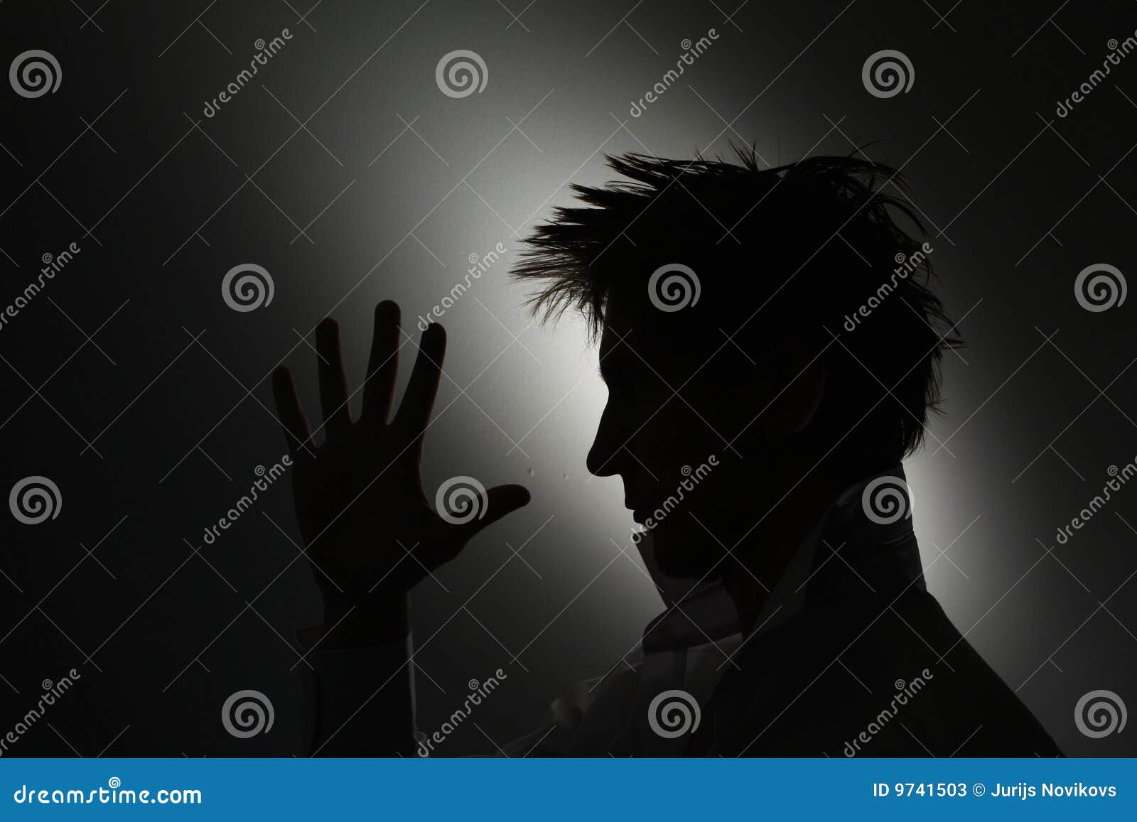 Mans Face Silhouette with Hand. Stock Image - Image of forbidden ...