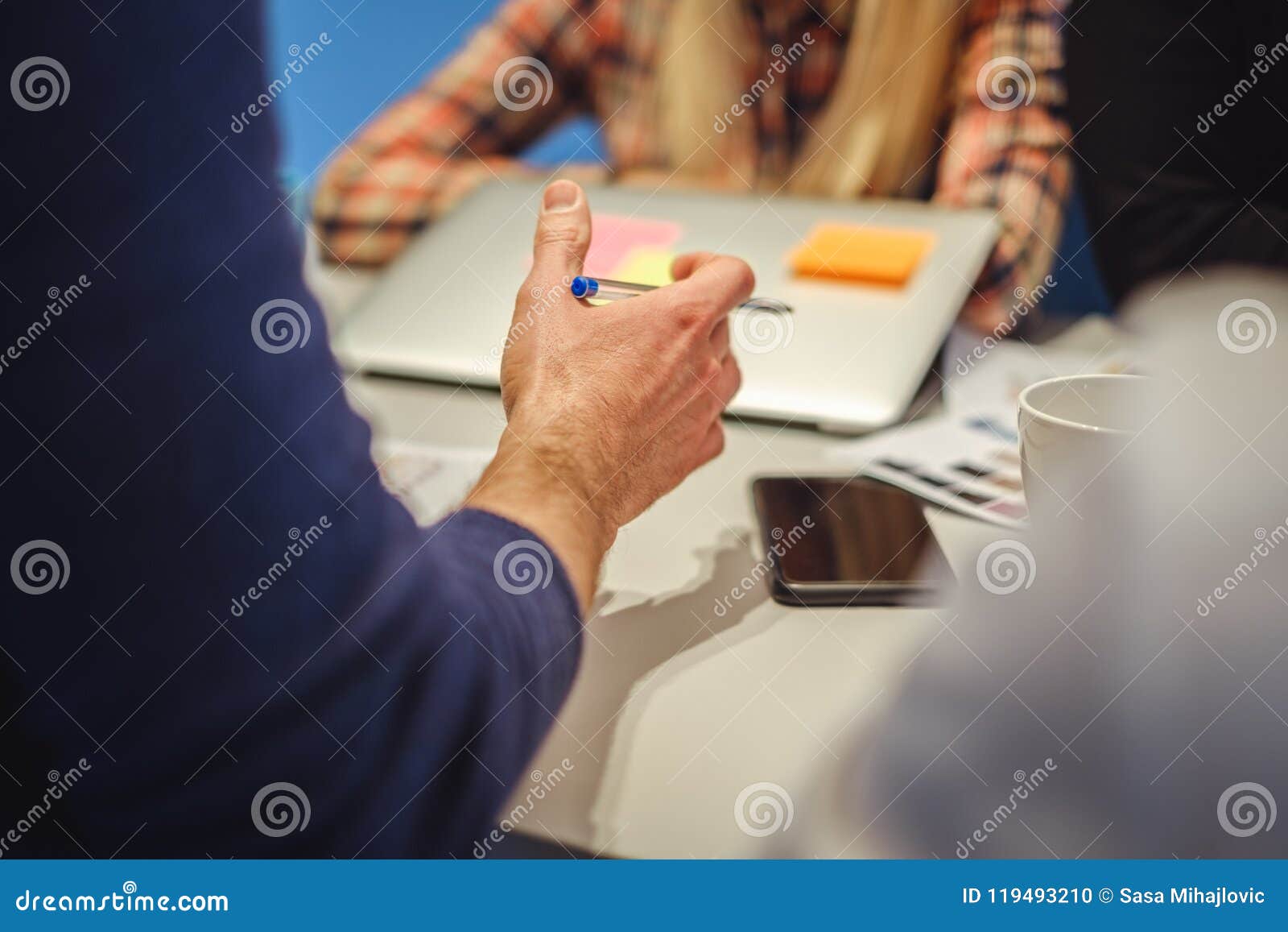 Mans Hand in Explaining Gesture while in the Meeting Stock Photo ...